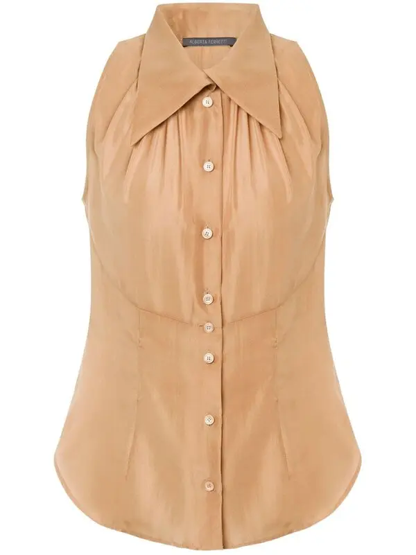 Alberta Ferretti Sleeveless Silk Shirt