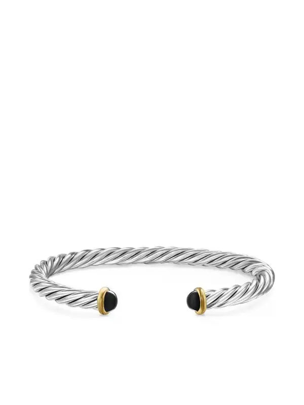 David Yurman 14kt Yellow Gold And Sterling Cable Cuff Bracelet - Silver