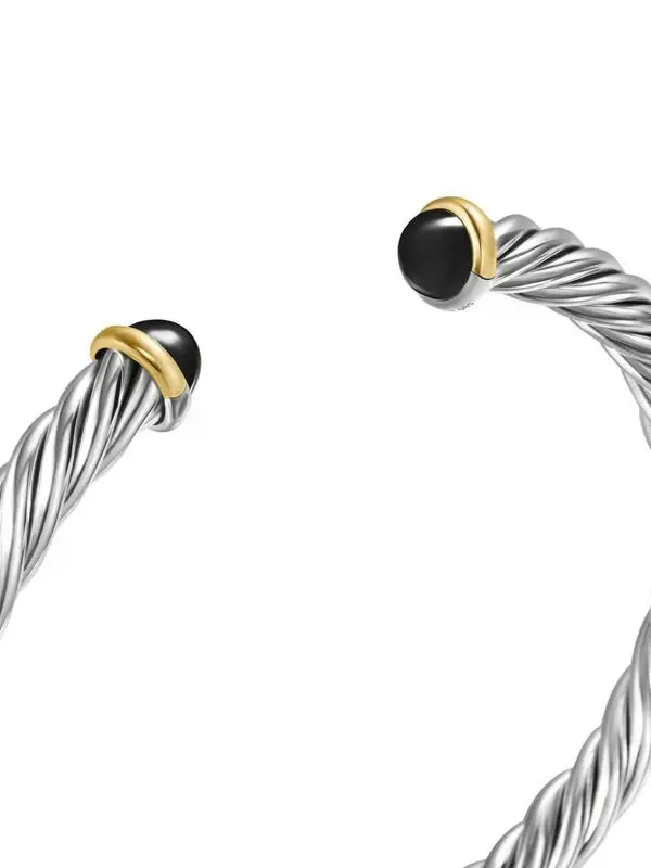 David Yurman 14kt Yellow Gold And Sterling Cable Cuff Bracelet - Silver