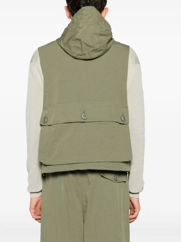 Emporio Armani Hooded Ripstop Gilet - Green