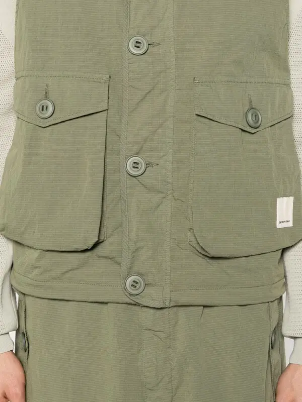 Emporio Armani Hooded Ripstop Gilet - Green