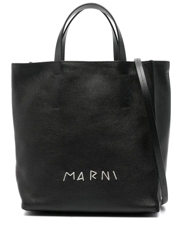 Marni Logo-embroidered Tote Bag - Black