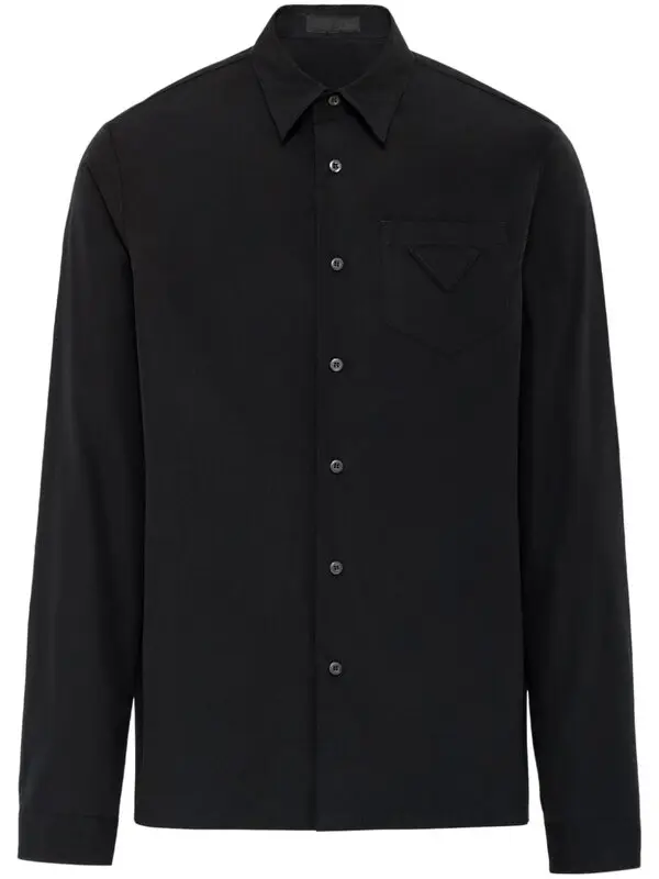 Prada Triangle-logo Cotton Shirt - Black