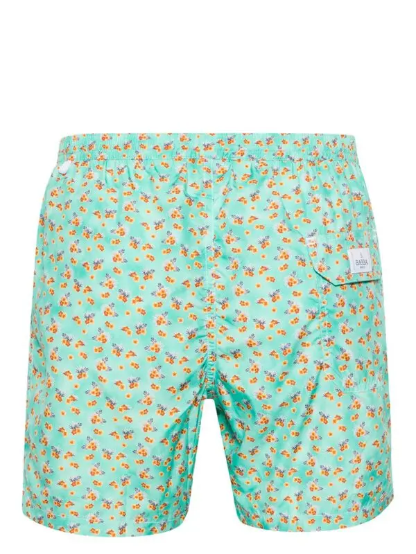 BARBA NAPOLI Floral-print Swim Shorts - Green