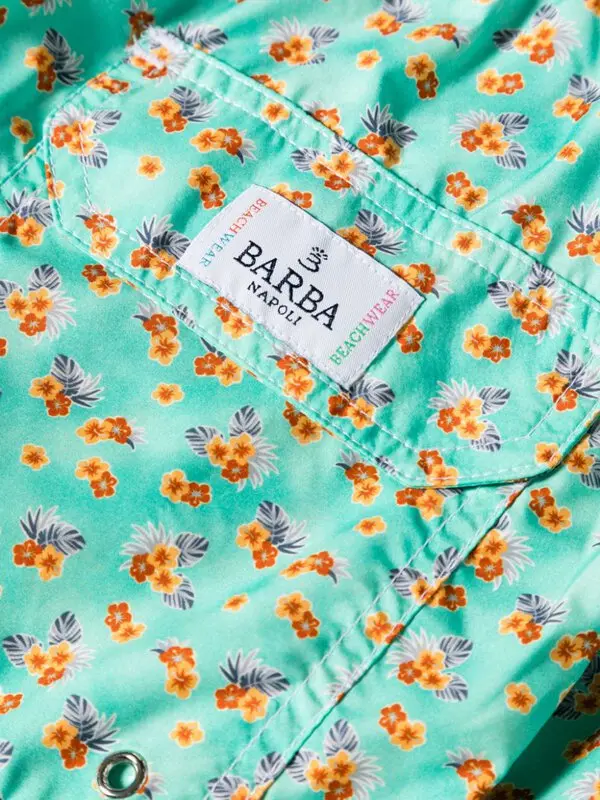 BARBA NAPOLI Floral-print Swim Shorts - Green