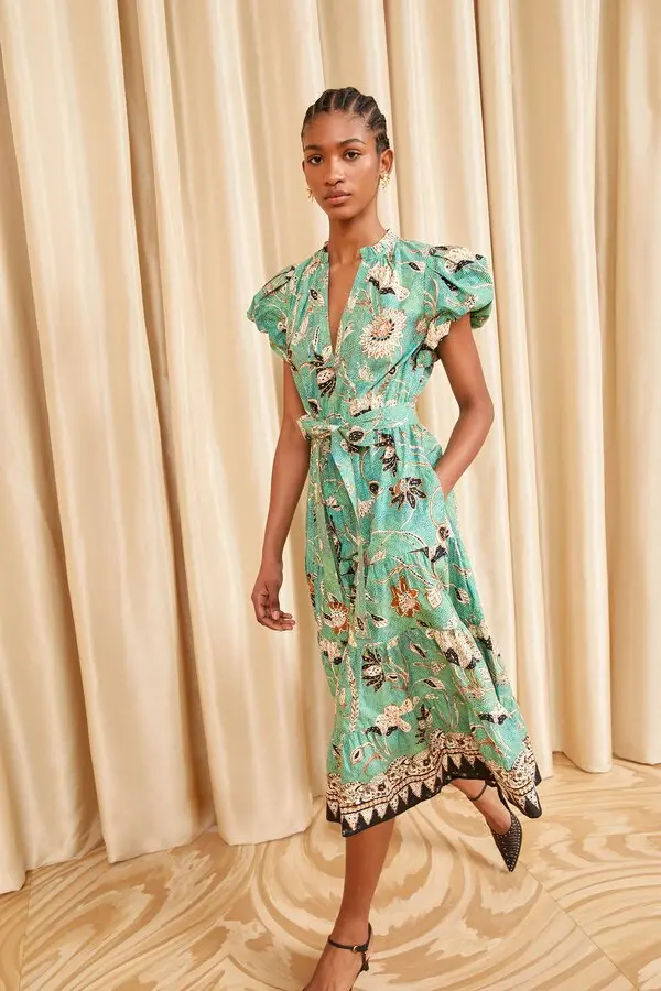 Ulla Johnson Ottilie Printed Poplin Midi Dress