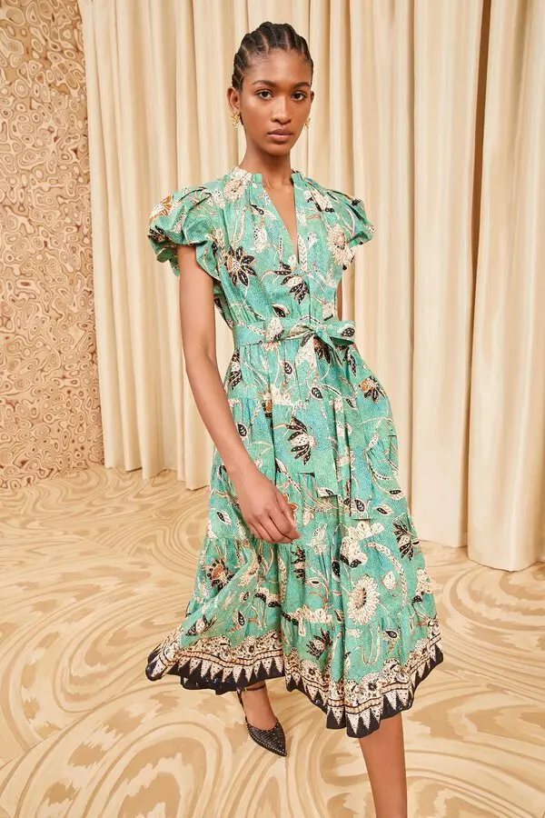 Ulla Johnson Ottilie Printed Poplin Midi Dress