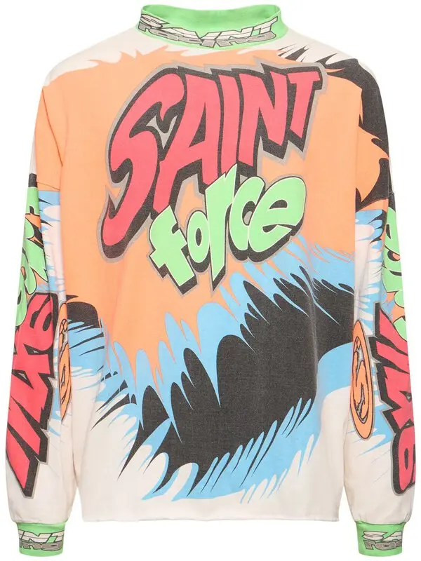 Saint Michael Saint Mx6 Saint Racing Cotton T-Shirt - White,Orange