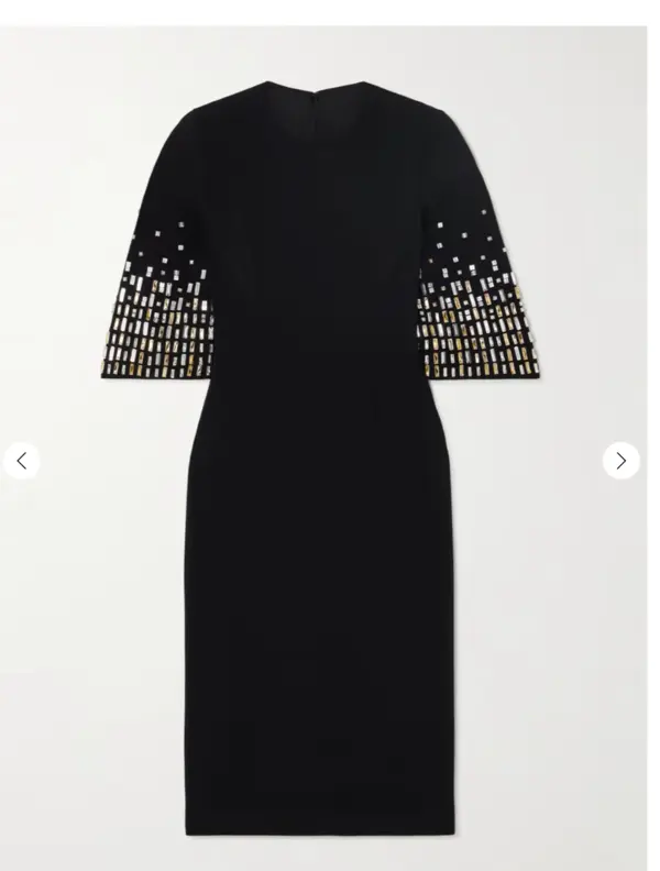 Jenny Packham Highball Queen Crystal-embellished Crepe Midi Dress