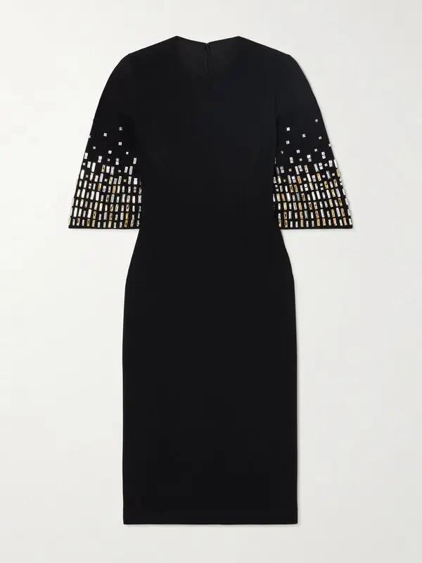 Jenny Packham Highball Queen Crystal-embellished Crepe Midi Dress