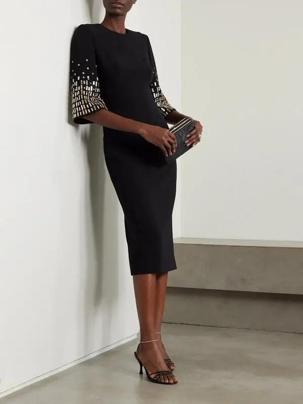 Jenny Packham Highball Queen Crystal-embellished Crepe Midi Dress