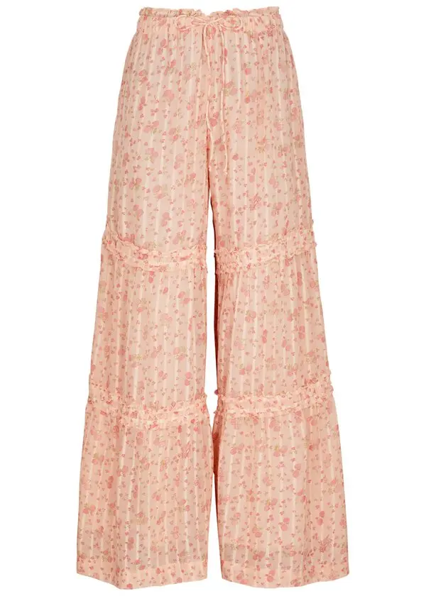 Free People Emmaline Printed Chiffon Trousers