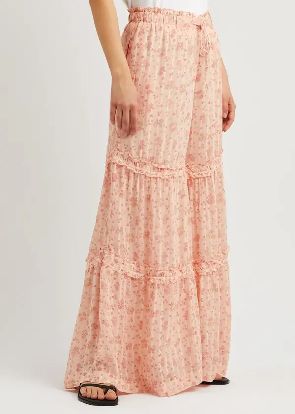 Free People Emmaline Printed Chiffon Trousers