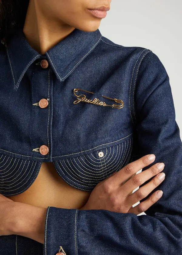 Jean Paul Gaultier Safety Pin Logo Metal Brooch In Gold - 42% Off