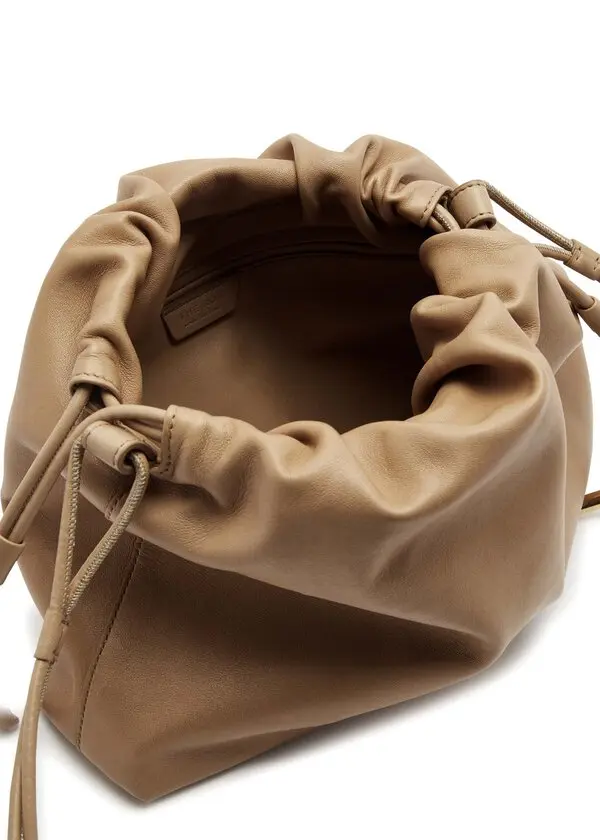 The Row Angy Leather Shoulder Bag - Cream | Editorialist