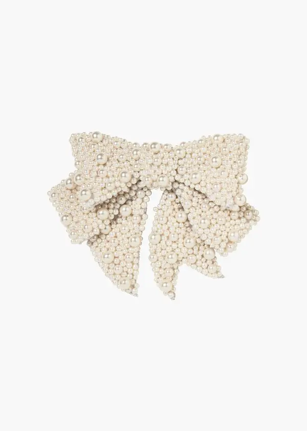 JENNIFER BEHR Bianca Bow Barrette - Cream