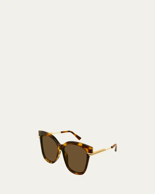 Bottega Veneta Engraved Logo Cat-eye Sunglasses - Avana
