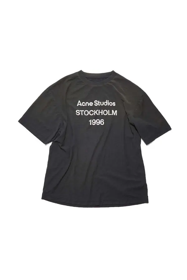 Acne Studios PRINTED T-SHIRT BLACK おおお様 Acne Studios Stockholm 1966 Logo T-Shirt - Black | Editorialist