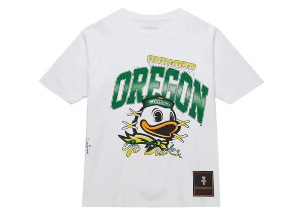 TRAVIS SCOTT X Mitchell & Ness Oregon Ducks Handdrawn T-shirt - White
