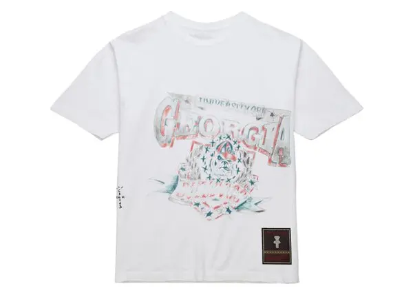 TRAVIS SCOTT X Mitchell & Ness Georgia Bulldogs Handdrawn T-shirt - White