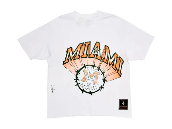 TRAVIS SCOTT X Mitchell & Ness Miami Hurricanes Handdrawn T-shirt - White