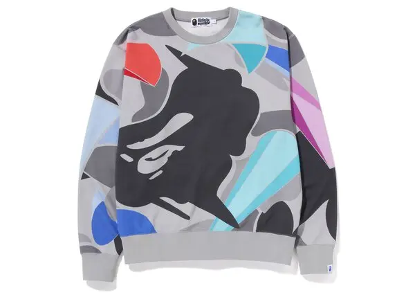 A BATHING APE X Louis De Guzman Ldg Camo Relaxed Fit Crewneck Sweatshirt - Grey