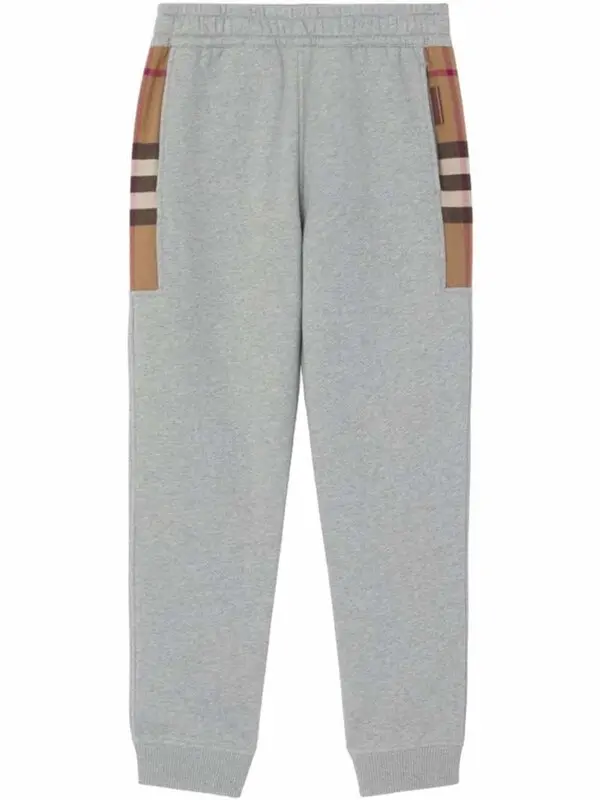 Burberry Checkpanel Track Pants - Ligh Grey