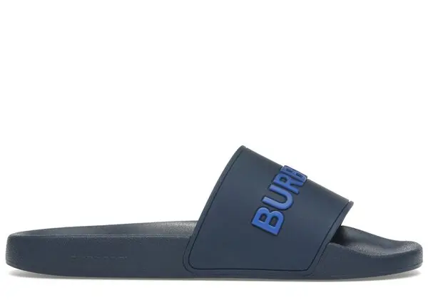 Burberry Embossed Logo Slides - Blue
