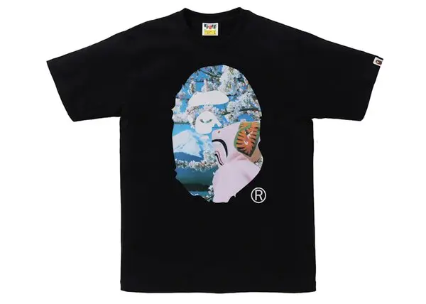 A BATHING APE Sakura Ape Head Photo I Tee Shirt - Black