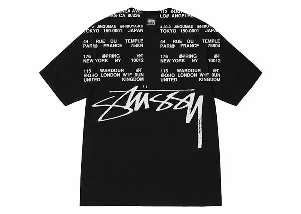 StÜssy Locations Pigment Dyed T-shirt - Black
