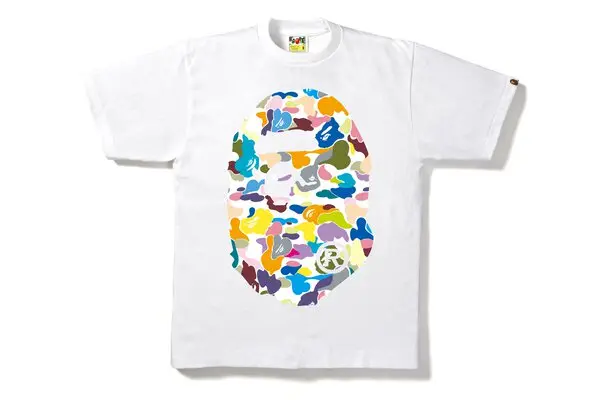 A BATHING APE Camo Big Ape Head Tee Shirt - White