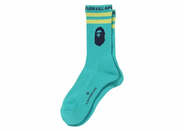 A BATHING APE Ape Head Line Socks - Green