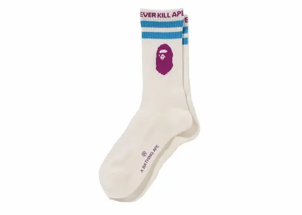 A BATHING APE Ape Head Line Socks - White