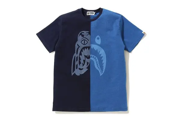 A BATHING APE Half Tiger Shark T-shirt