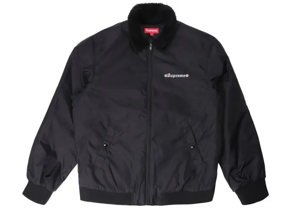 Supreme Independent Fur Collar Bomber Jacket - Black