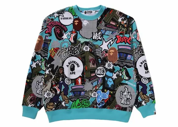 A BATHING APE Printed Crewneck Sweatshirt
