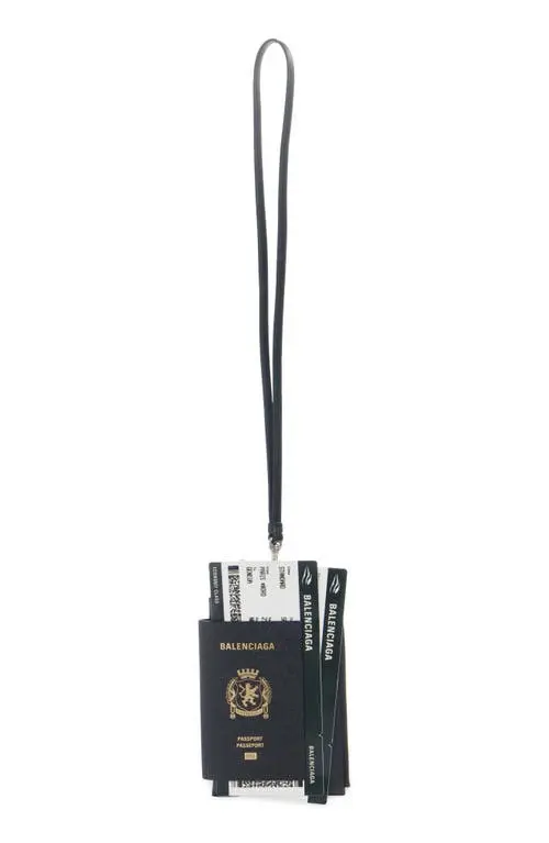 Balenciaga Passport Leather Phone Case - Black