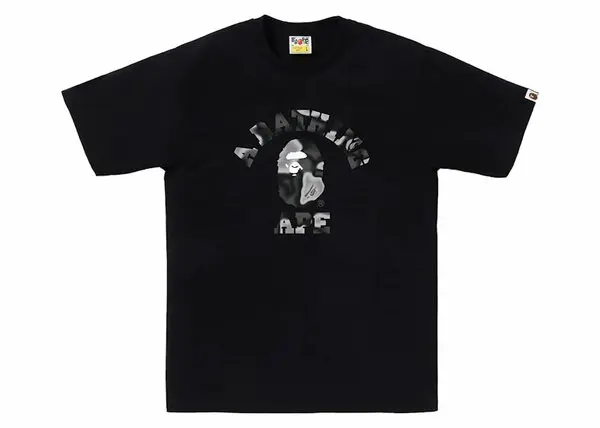 A BATHING APE Liquid Camo College Tee Shirt - Black
