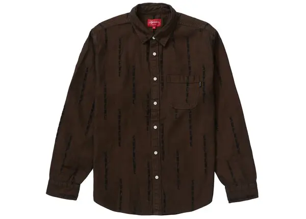 Supreme Logo Stripe Jacquard Denim Shirt