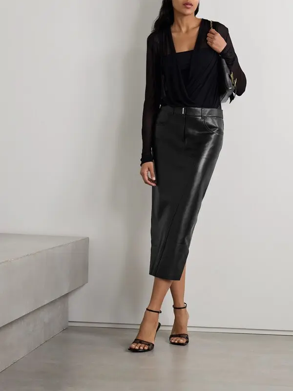 Givenchy Leather Midi Skirt