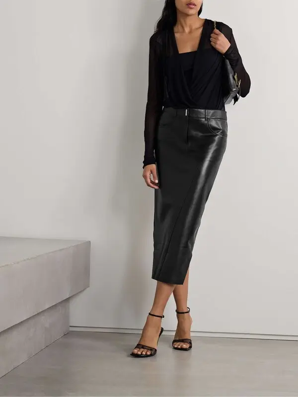 Givenchy Leather Midi Skirt