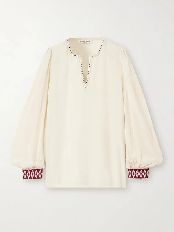 EMPORIO SIRENUSE Vera Samarcanda Embroidered Silk-chiffon Shirt