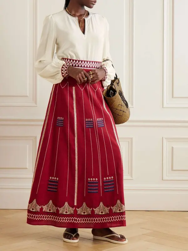 EMPORIO SIRENUSE Vera Samarcanda Embroidered Silk-chiffon Shirt