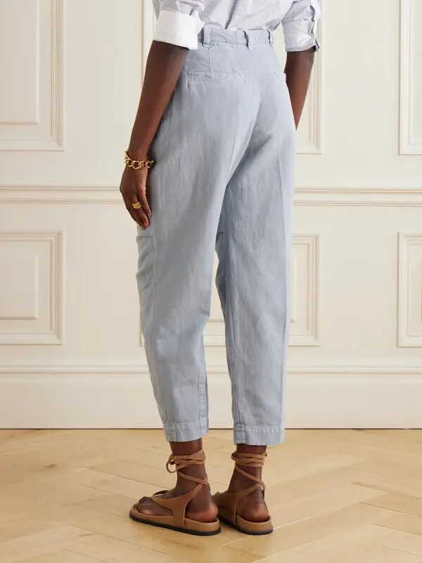 Brunello Cucinelli Cotton And Linen-blend Twill Tapered Pants