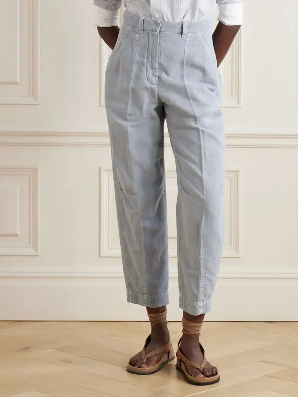 Brunello Cucinelli Cotton And Linen-blend Twill Tapered Pants