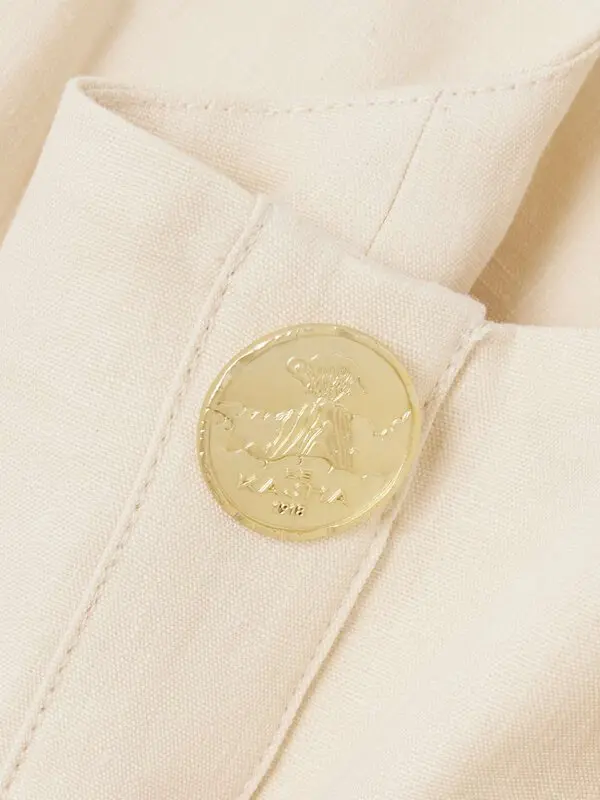 Le Kasha Subu Belted Linen Midi Dress