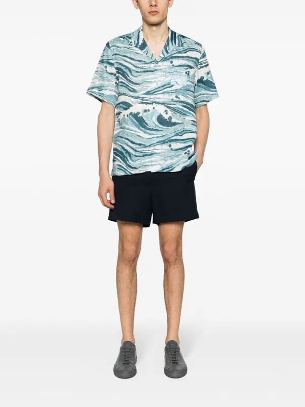 Vilebrequin Wave Print Linen Shirt