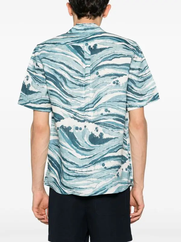 Vilebrequin Wave Print Linen Shirt