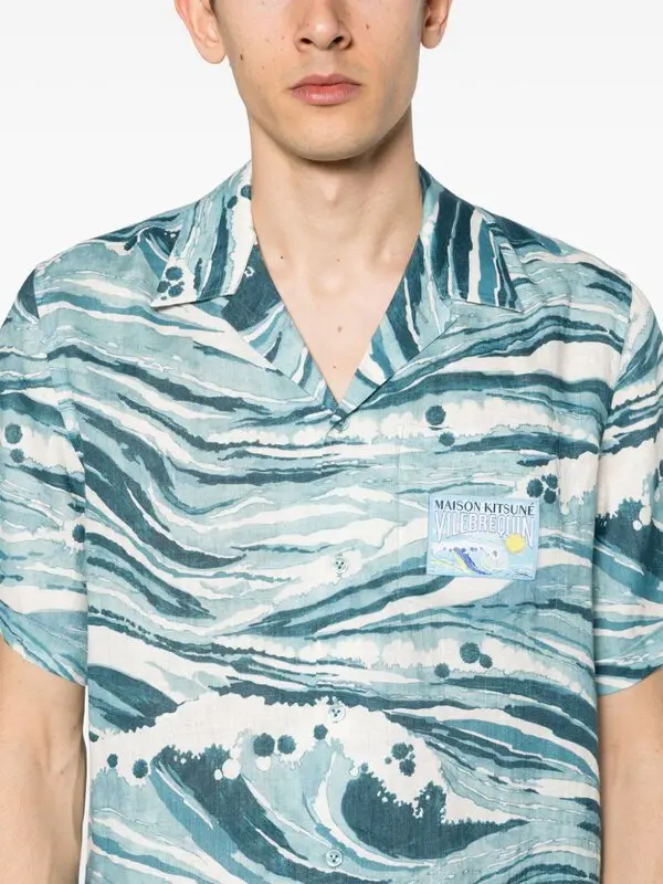 Vilebrequin Wave Print Linen Shirt
