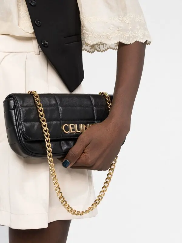 Celine Logo Plaque Shoulder Bag